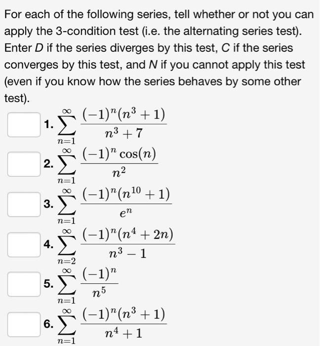Solved For each of the following series, tell whether or not | Chegg.com