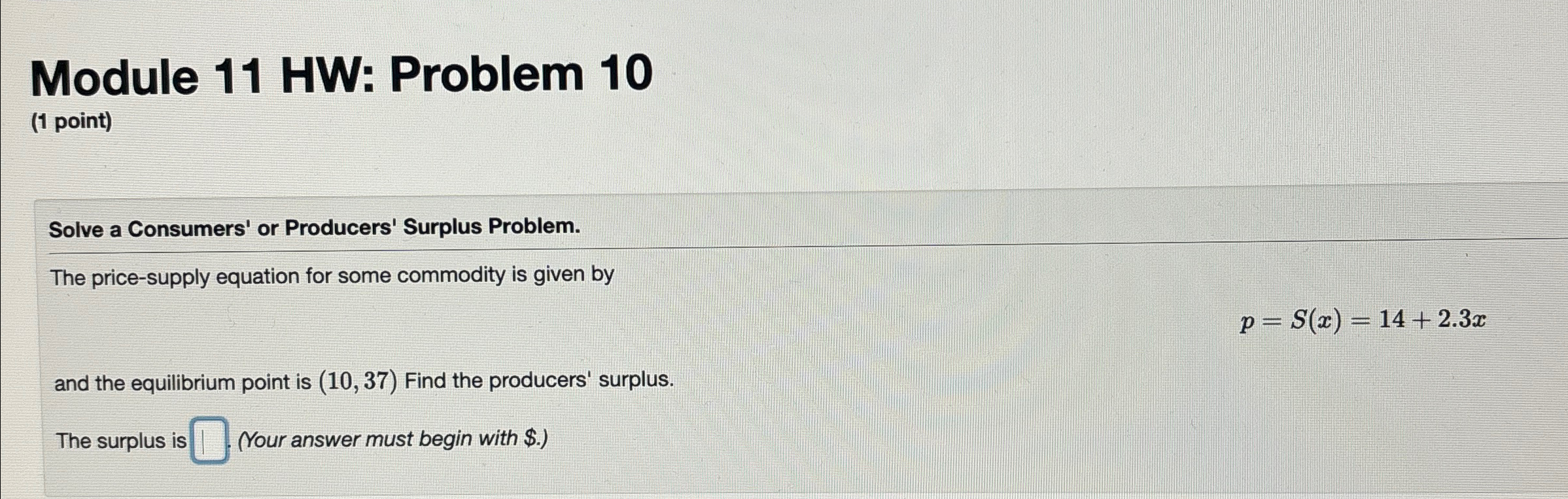 Solved Module 11 ﻿HW: Problem 10(1 ﻿point)Solve a Consumers' | Chegg.com