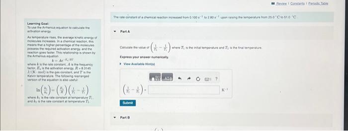 Solved Calculate the value of ln(k2k1) where k1 and k2 | Chegg.com