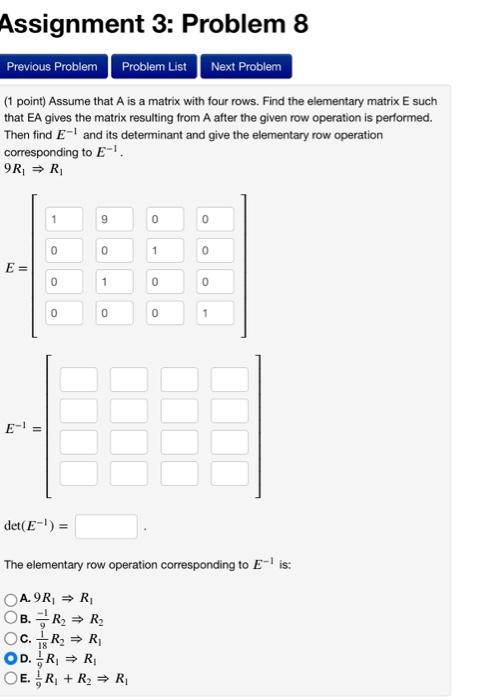 Solved (1 point) Assume that A is a matrix with four rows. | Chegg.com