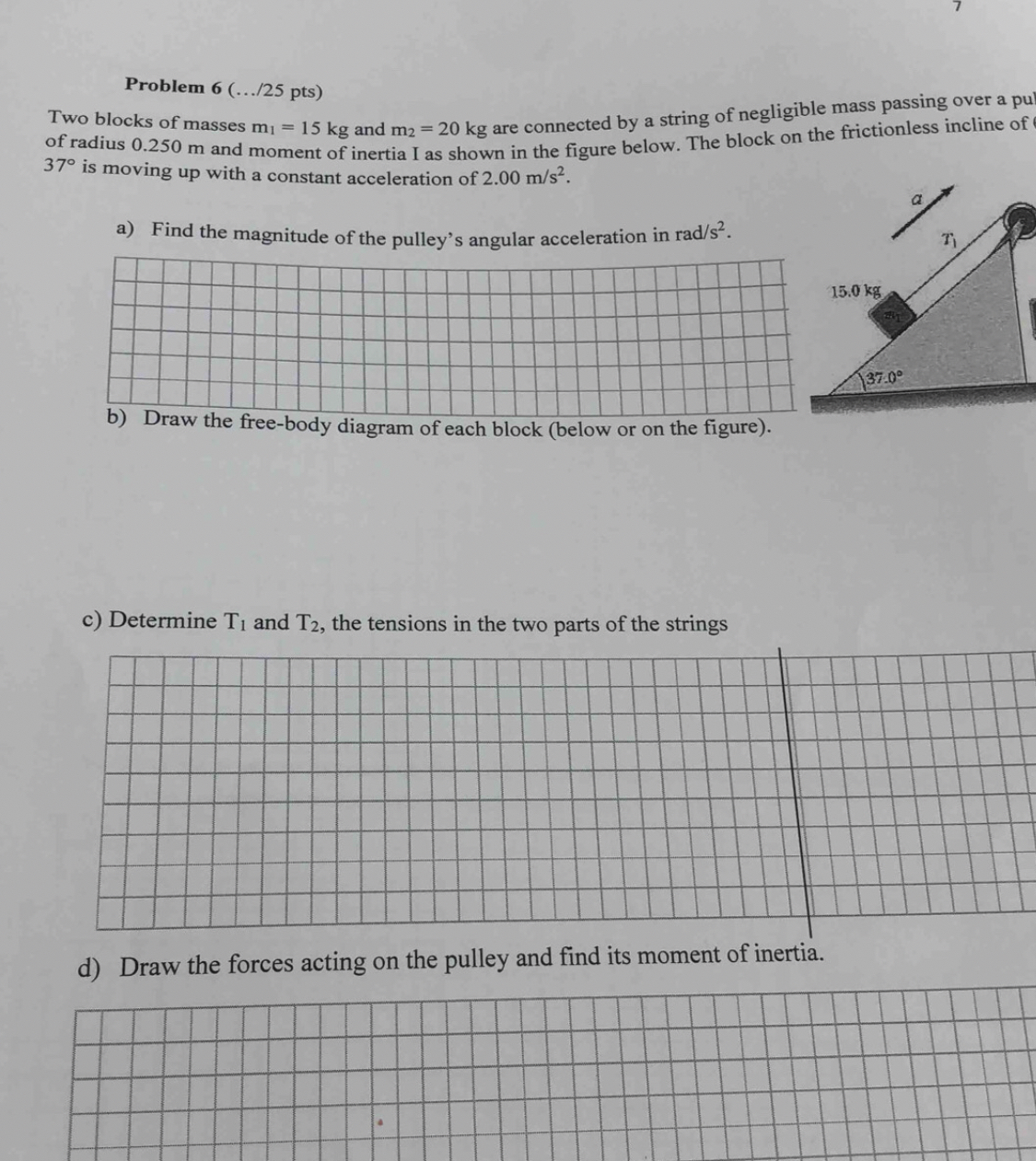 Solved Problem 6 (.../25 ﻿pts)Two blocks of masses m1=15kg | Chegg.com