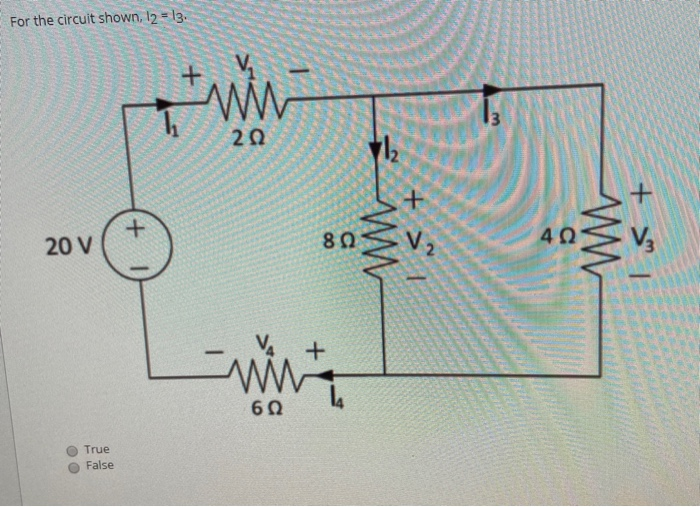 Solved For the circuit shown, 12 UN nous 20 V 09 True False | Chegg.com