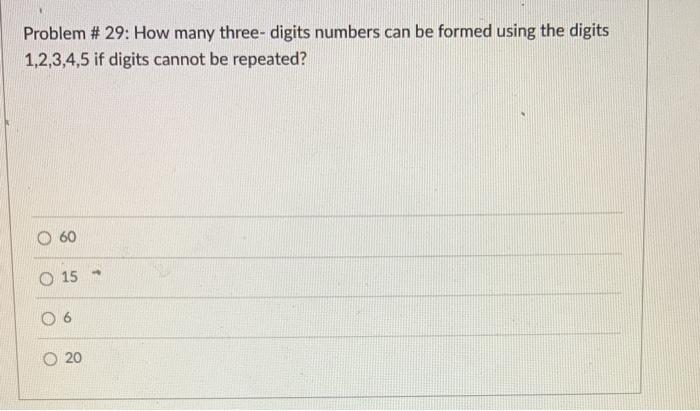 Solved Problem #29: How many three-digits numbers can be | Chegg.com