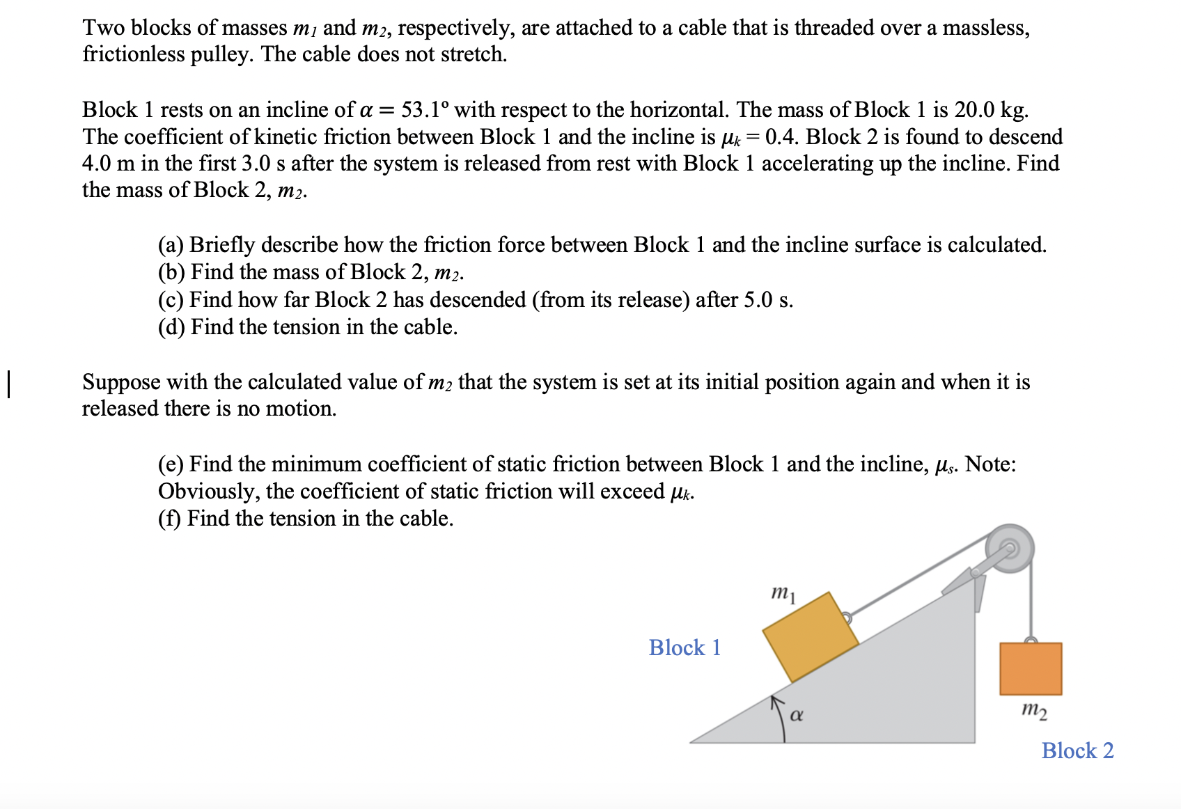 Solved Two blocks of masses m1 ﻿and m2, ﻿respectively, are | Chegg.com