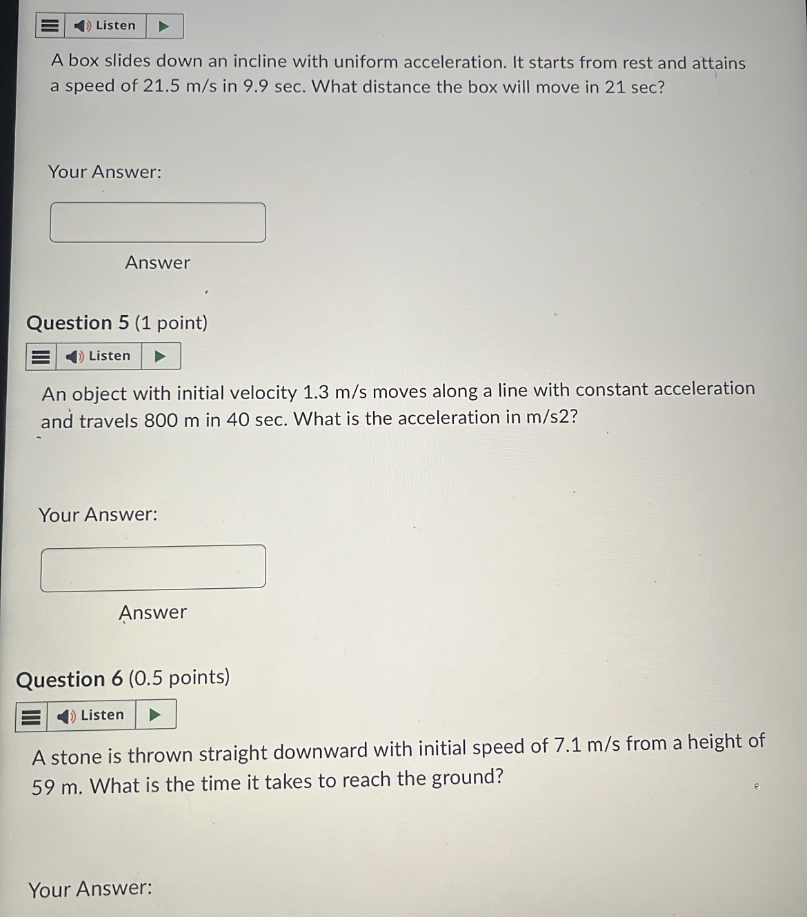 Solved ListenA box slides down an incline with uniform | Chegg.com