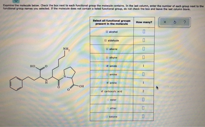 Solved Examine the molecule below. Check the box next to | Chegg.com