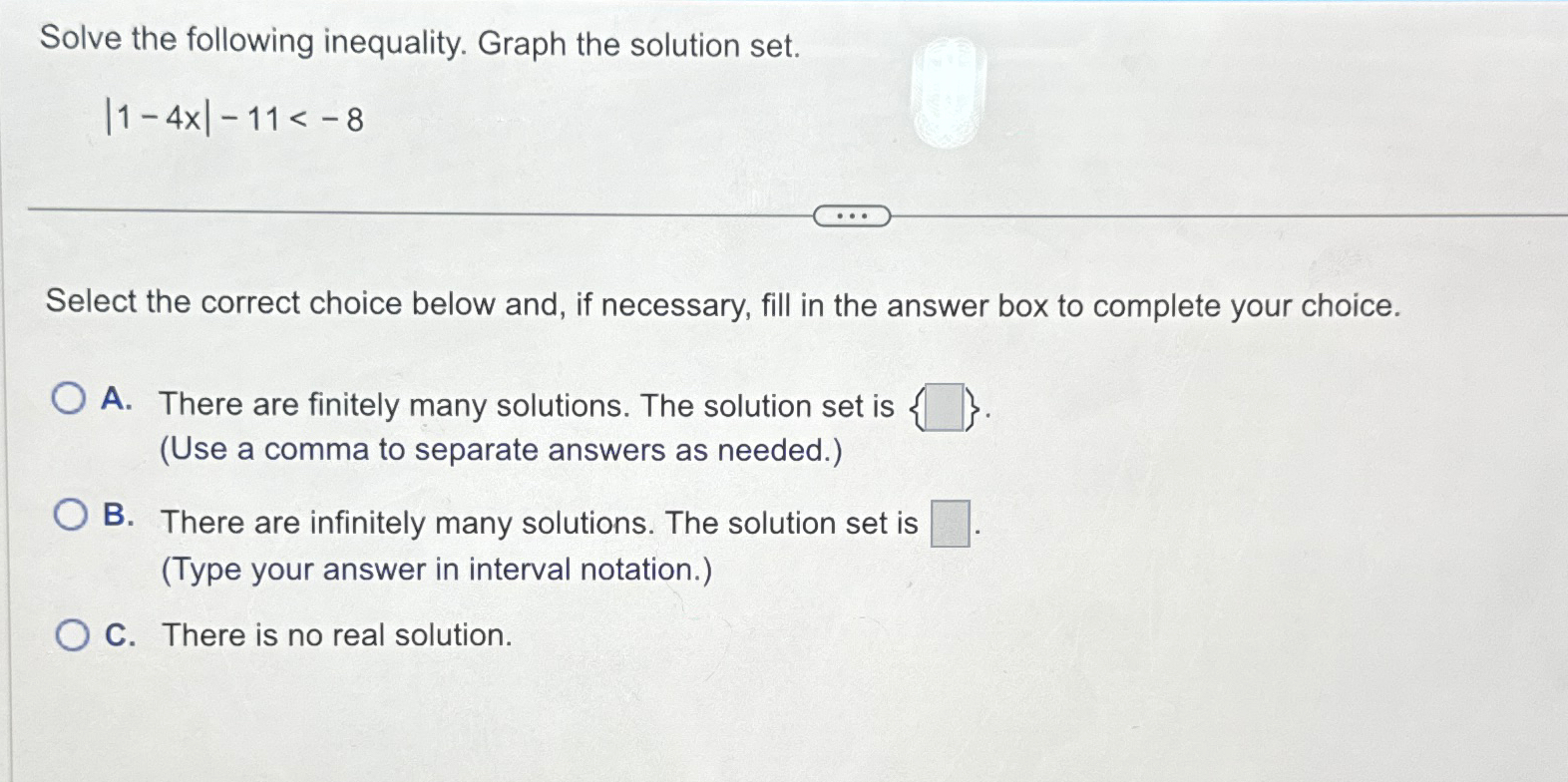 Solved Solve the following inequality. Graph the solution | Chegg.com