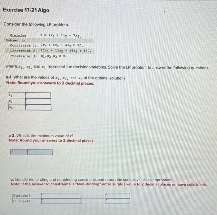 Solved Consider the following LP problem. where x1,x2, and | Chegg.com