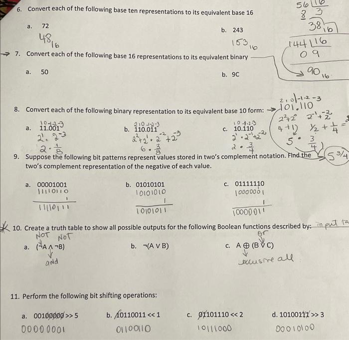 Solved 6. Convert each of the following base ten | Chegg.com