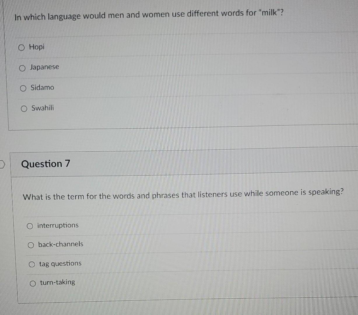 Solved In which language would men and women use different | Chegg.com