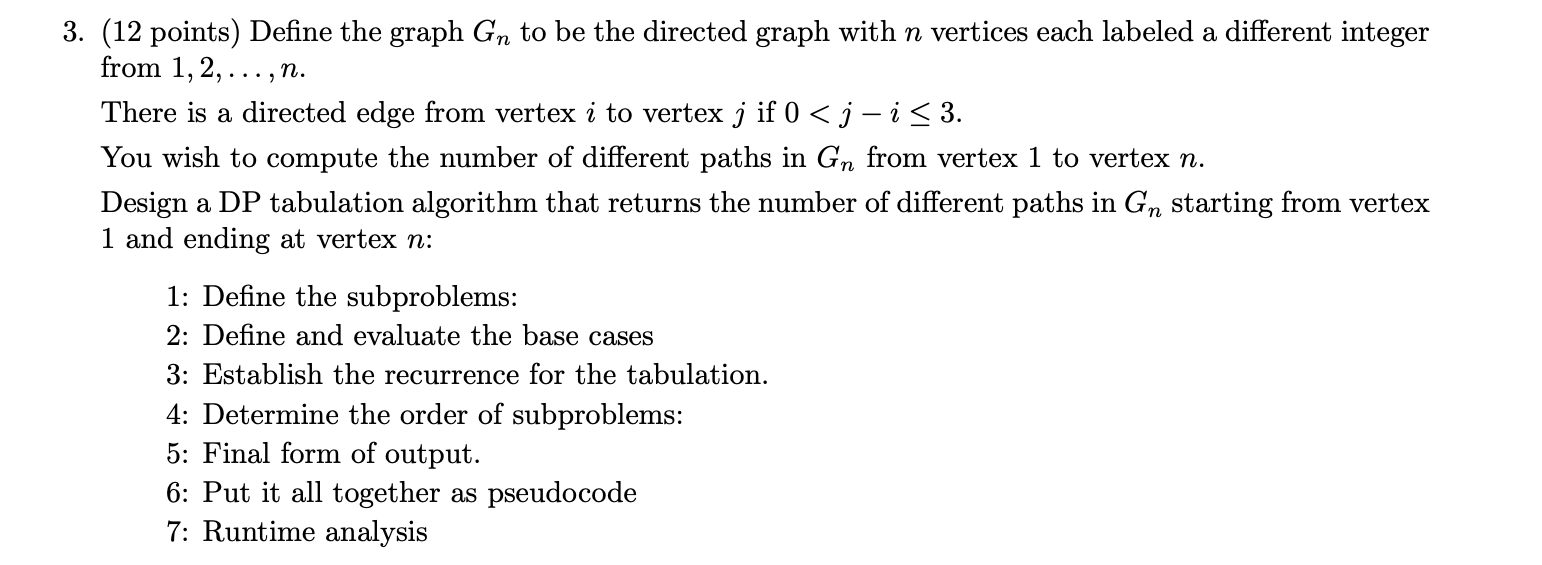 Solved 3. (12 ﻿points) ﻿Define the graph \( ﻿G_{n} \) ﻿to be | Chegg.com