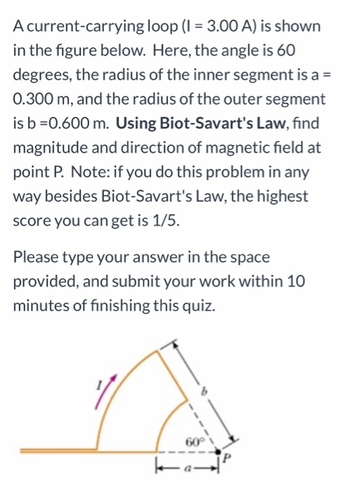 Solved A current-carrying loop (1 = 3.00 A) is shown in the | Chegg.com