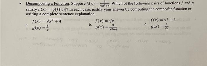 Solved Decomposing a Function: Suppose h(x)=x2+43. Which of | Chegg.com