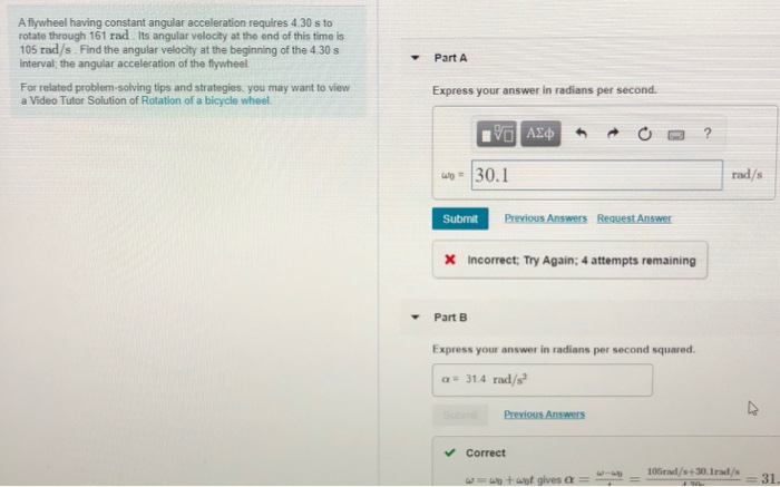 Solved A flywheel having constant angular acceleration | Chegg.com