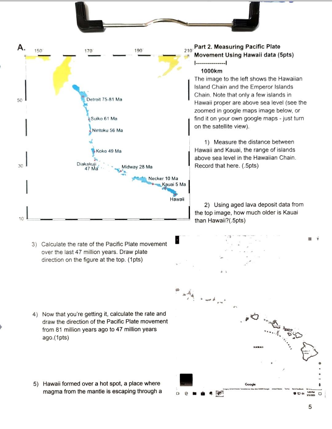 Solved Part 2. Measuring Pacific Plate Movement Using Hawaii | Chegg.com