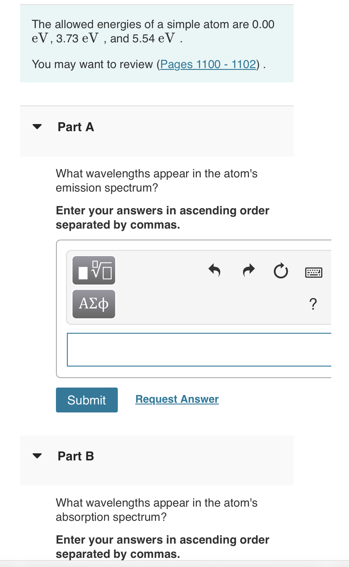 Solved The allowed energies of a simple atom are | Chegg.com