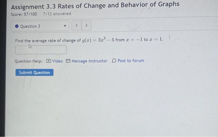 Solved Assignment 3.3 Rates of Change and Behavior of Graphs | Chegg.com
