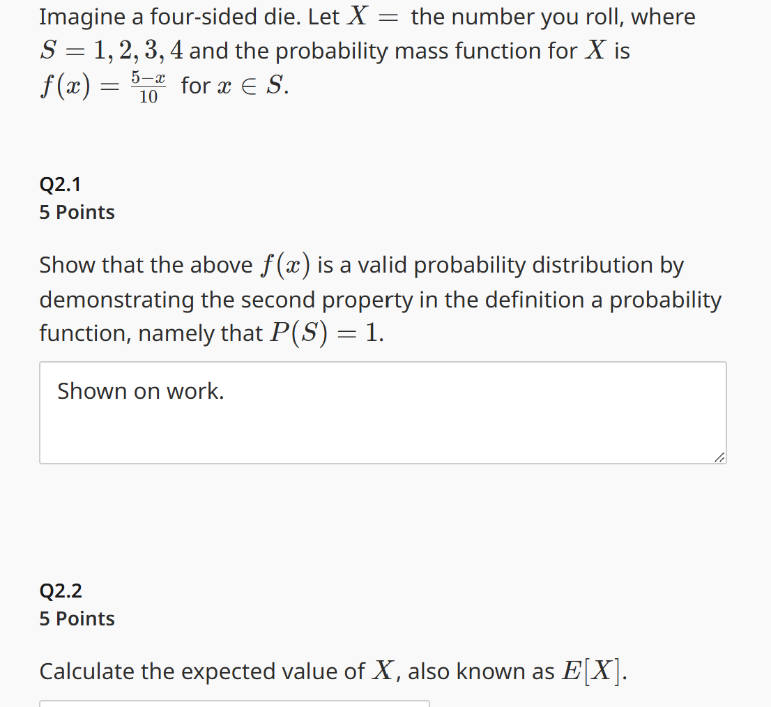 Solved Imagine a four-sided die. Let x= ﻿the number you | Chegg.com