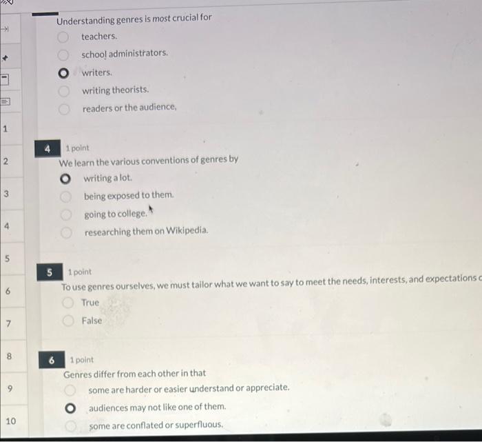 > О О О О О Understanding genres is most crucial for | Chegg.com