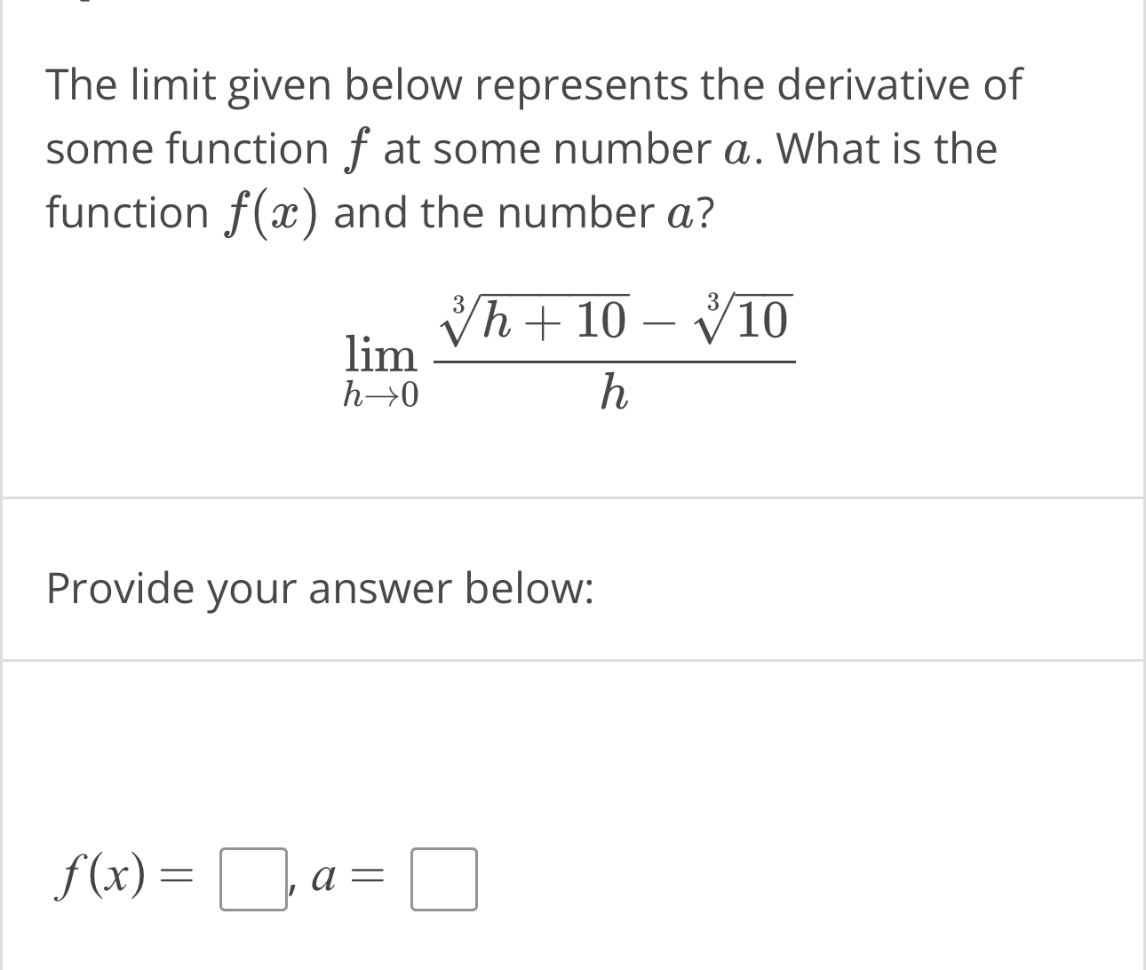 Solved The limit given below represents the derivative of | Chegg.com