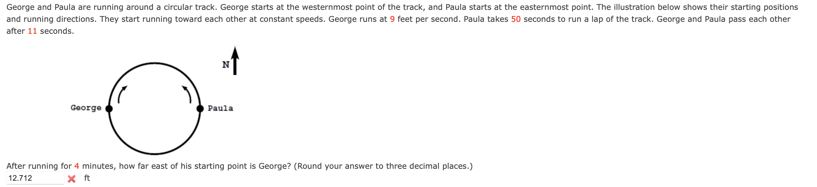 Solved George and Paula are running around a circular track. | Chegg.com