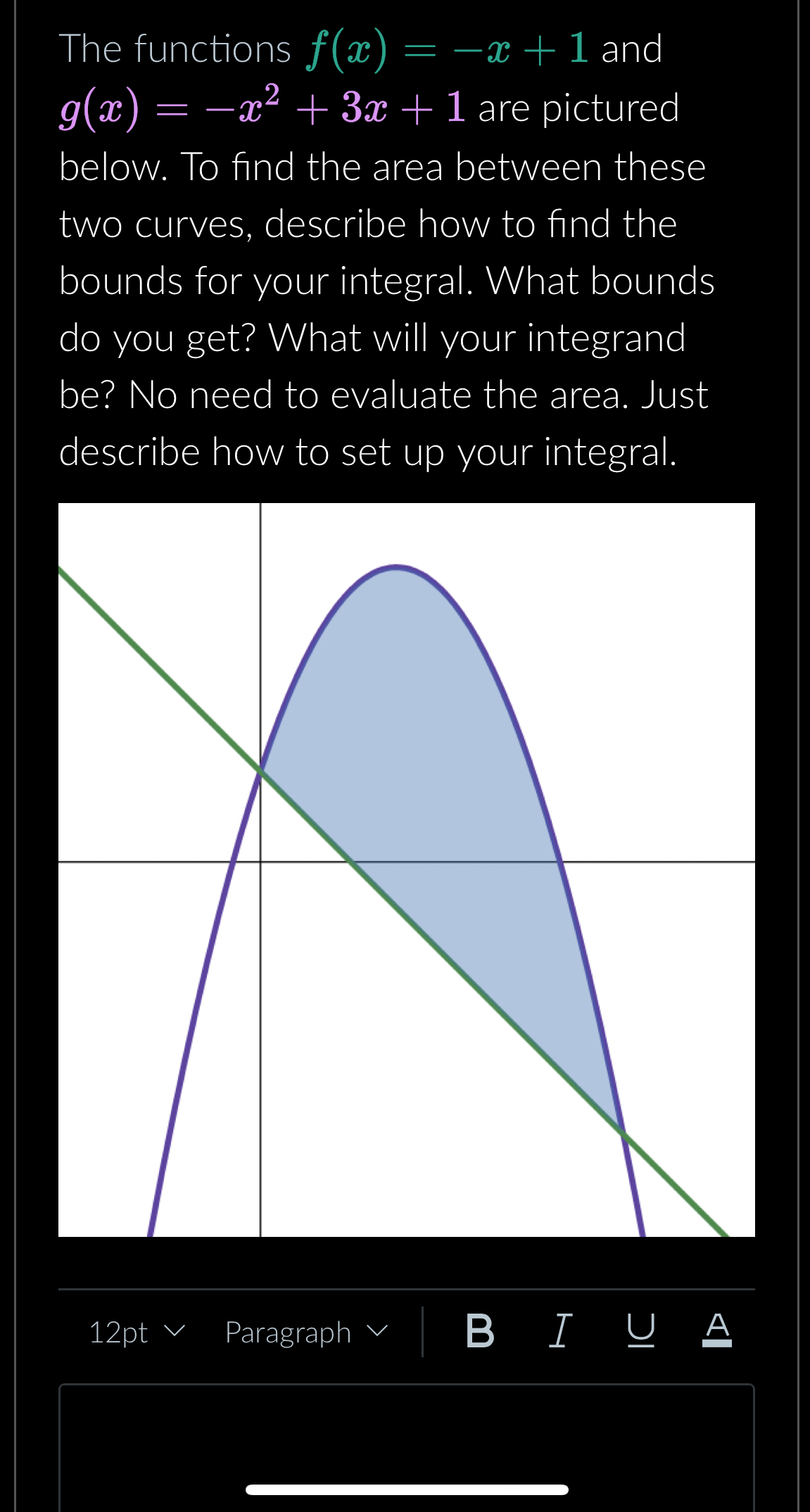Solved The functions f(x)=-x+1 ﻿and g(x)=-x2+3x+1 ﻿are | Chegg.com