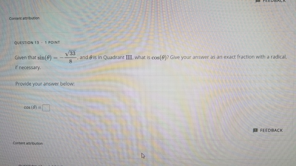 Solved Content attribution QUESTION 13. 1 POINT 33 8 Given | Chegg.com