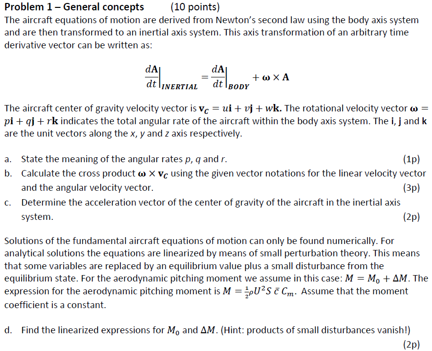 Solved Problem 1 - ﻿General concepts(10 ﻿points)The aircraft | Chegg.com