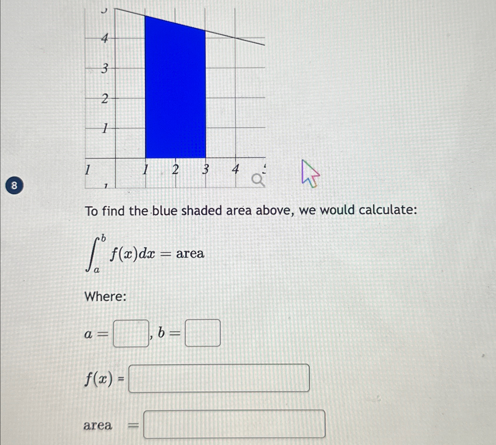 Solved 8To find the blue shaded area above, we would | Chegg.com