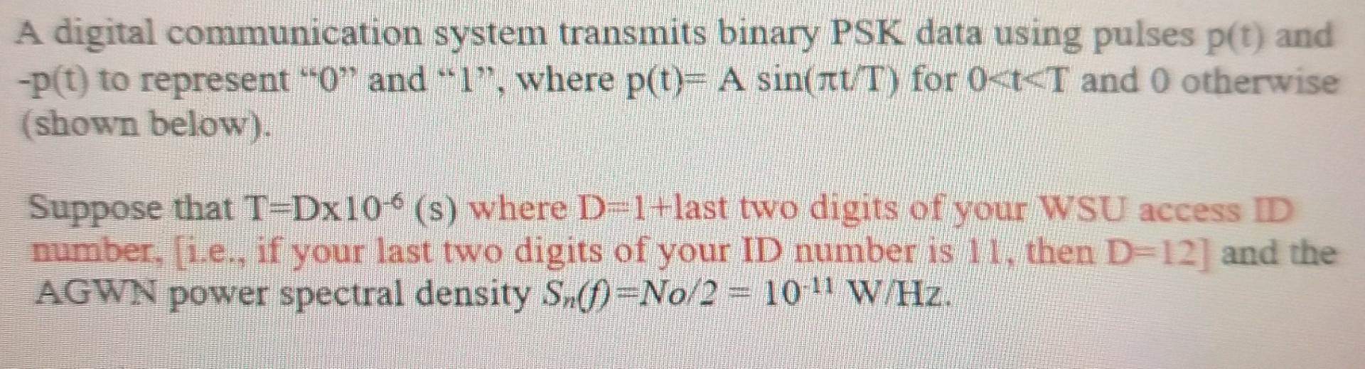 Solved A digital communication system transmits binary PSK | Chegg.com