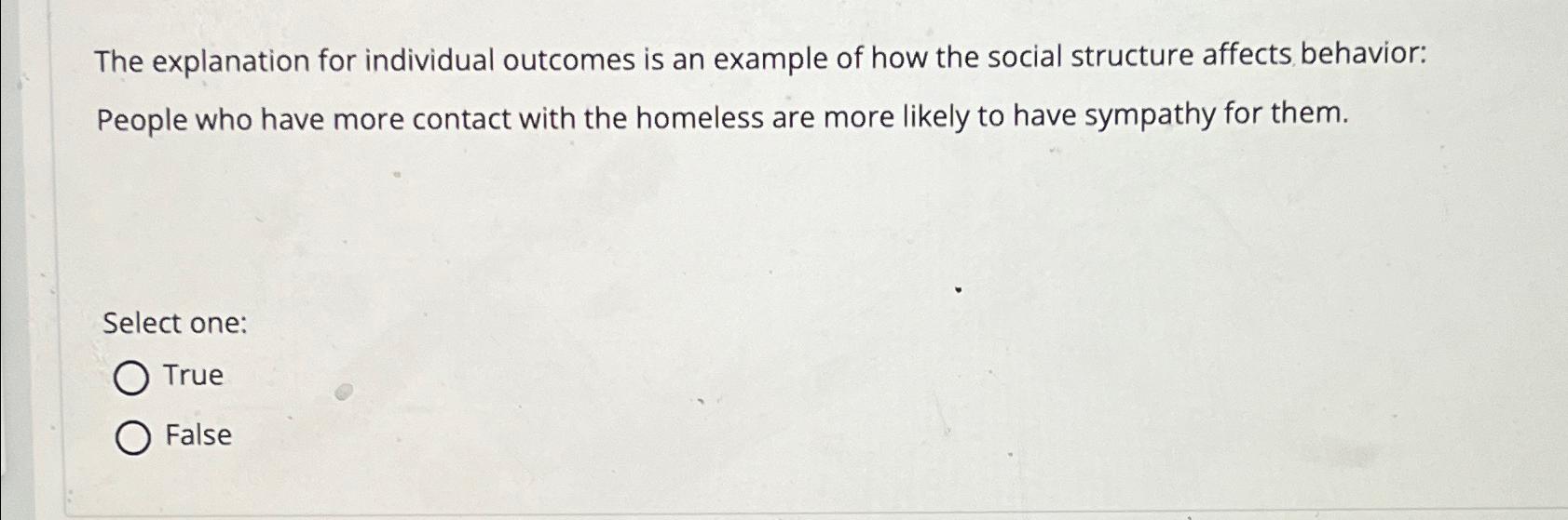 Solved The explanation for individual outcomes is an example | Chegg.com