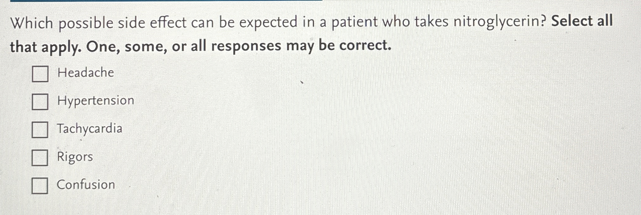 Solved Which possible side effect can be expected in a | Chegg.com