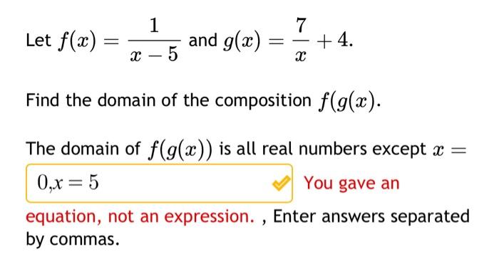 Solved Let f(x) 15 ª and g(x) Find the domain of the | Chegg.com