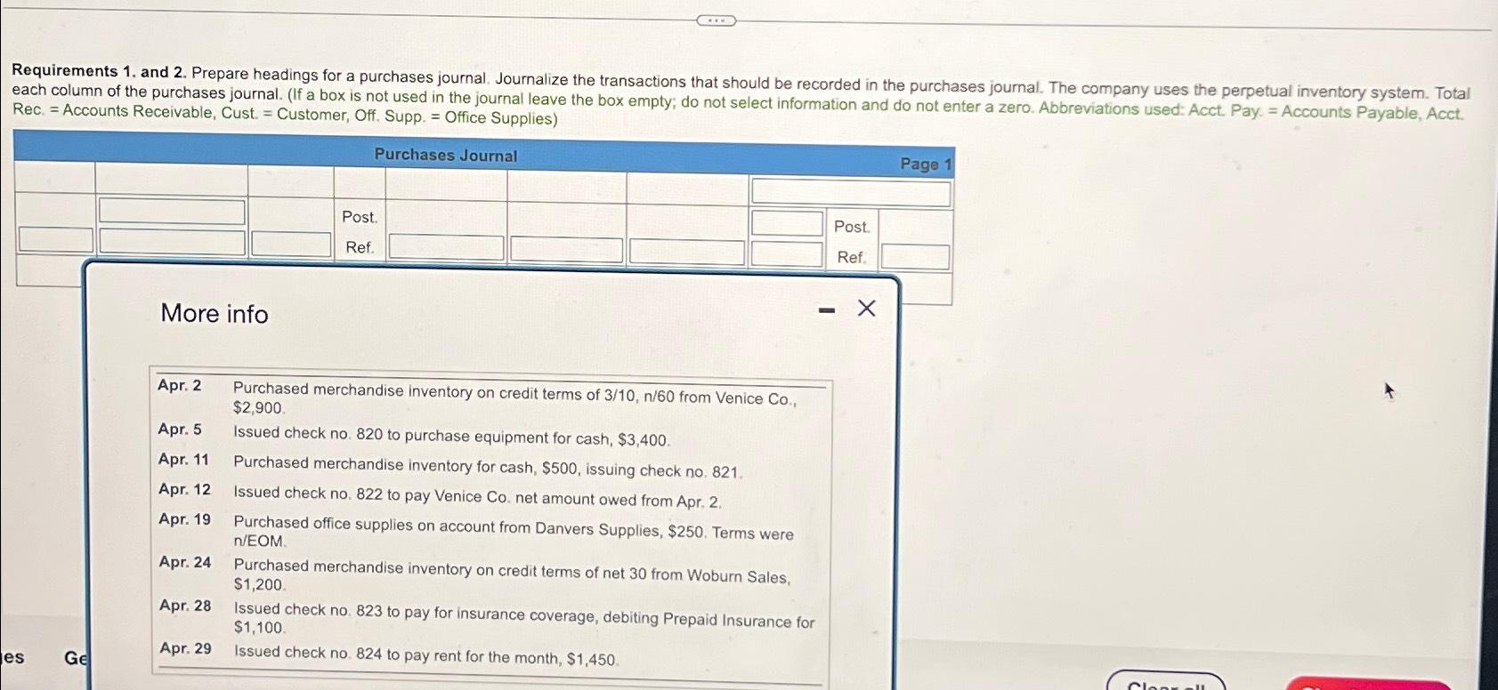 Solved Rec. = ﻿Accounts Receivable, Cust. = ﻿Customer, Off. | Chegg.com