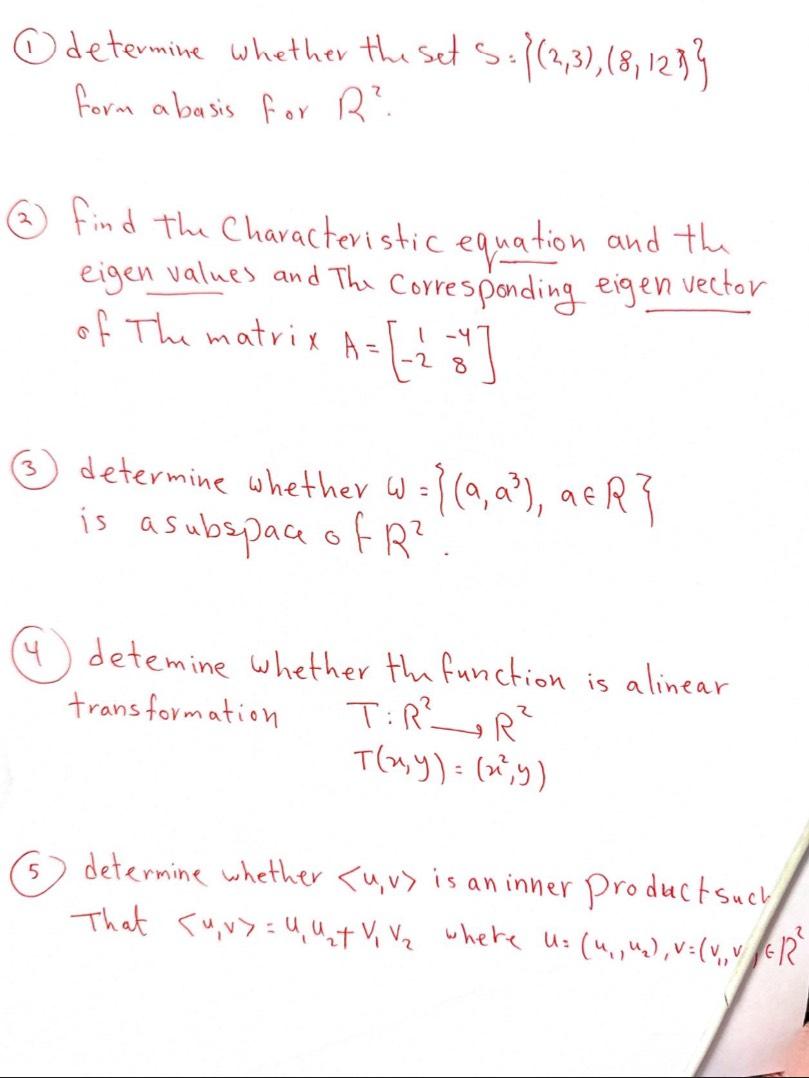 Solved (1) ﻿determine whether the set S:{(2,3),(8,12)} ﻿form | Chegg.com