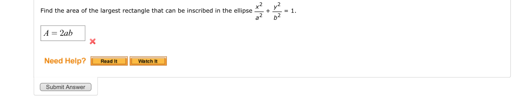 Solved Find the area of the largest rectangle that can be | Chegg.com
