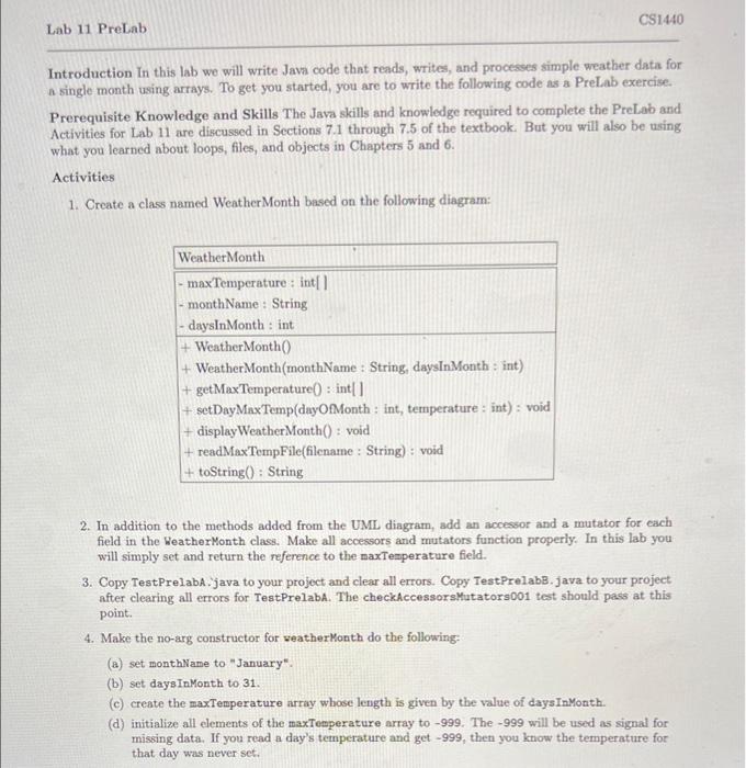 Solved CS1440 Lab 11 PreLab Introduction in this lab we will | Chegg.com
