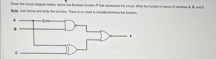 Solved Given the circuit diagram below, derive the Boolean | Chegg.com