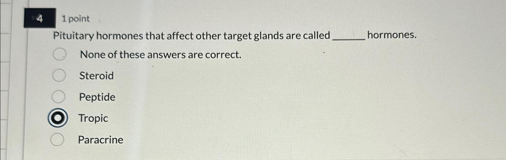 Solved 41 ﻿pointPituitary hormones that affect other target | Chegg.com