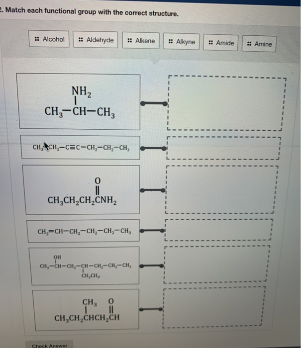 Solved 2. Match each functional group with the correct | Chegg.com