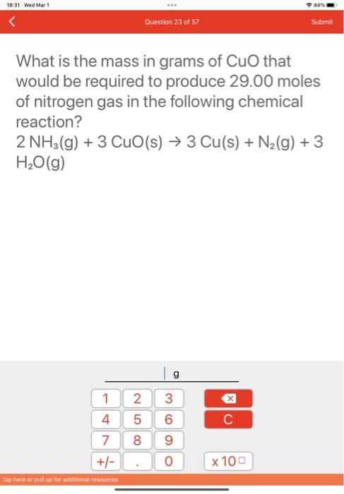 Solved What is the mass in grams of CuO that would be | Chegg.com