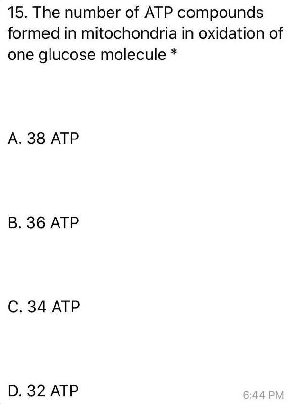 Solved 15. The number of ATP compounds formed in | Chegg.com