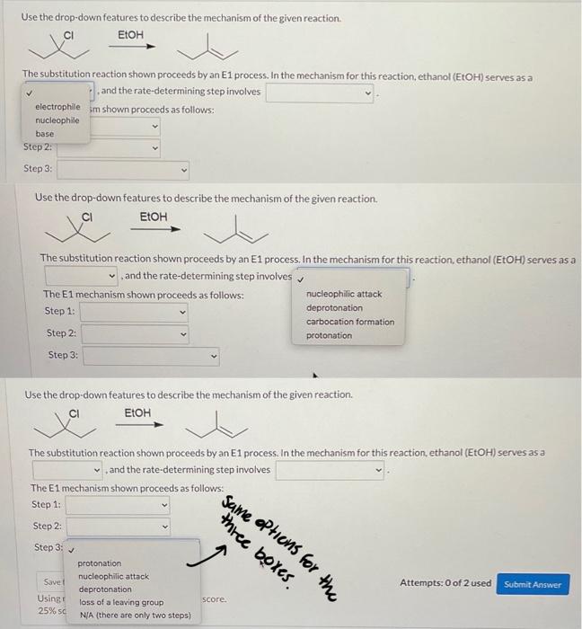 Solved Use the drop-down features to describe the mechanism | Chegg.com