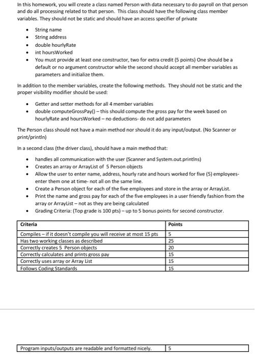 Solved In this homework, you will create a class named | Chegg.com