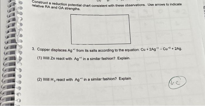 Solved Construct A Reduction Potential Chart Consistent With 5398