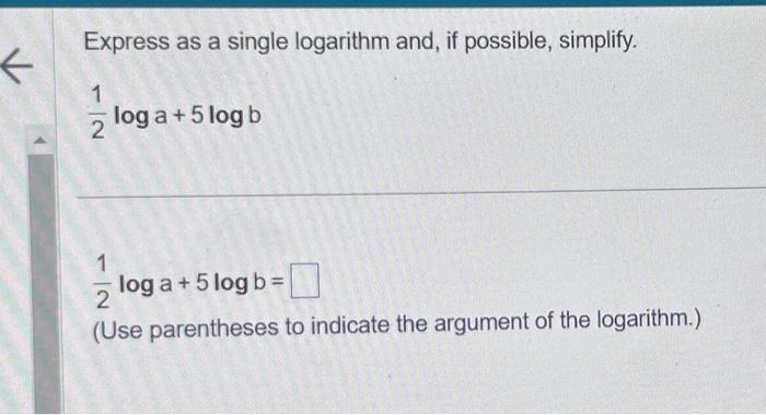 Solved K Express as a single logarithm and, if possible, | Chegg.com
