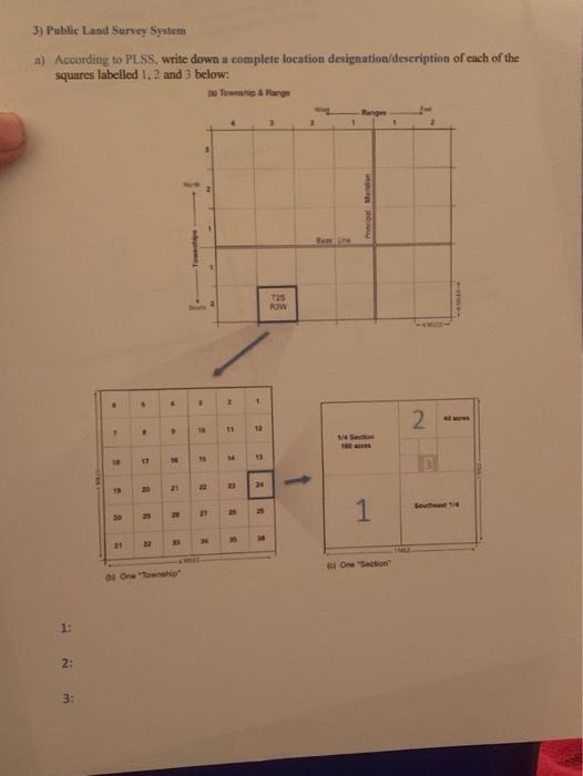 Solved 3) Public Land Survey System a) According to PLSS. | Chegg.com