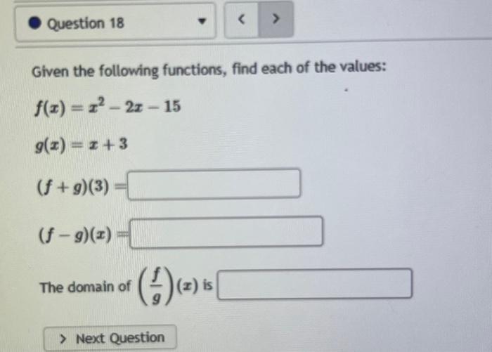 Solved Given the following functions, find each of the | Chegg.com