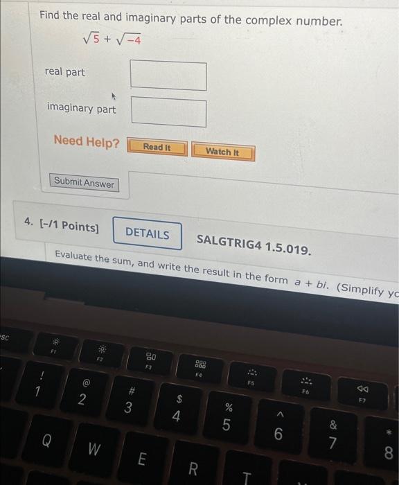 Solved Find the real and imaginary parts of the complex | Chegg.com