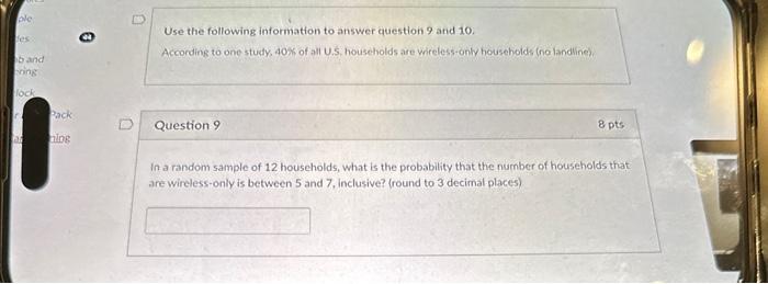 Solved Use the following information to answer question 9 | Chegg.com